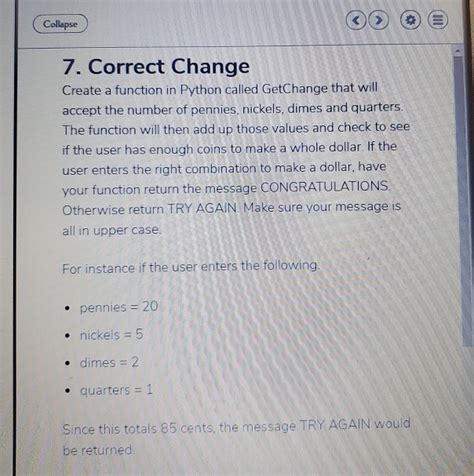 Solved Collapse 7 Correct Change Create A Function In Chegg Com