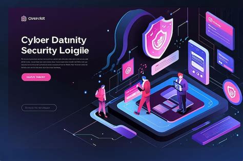 Cyber Data Security Isometric Landing Page Banner Premium Ai Generated Image