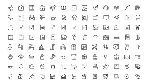 Office Workspace Elements Thin Line Web Icon Set Outline Icons Collection Simple