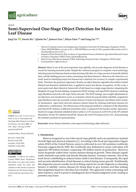 Pdf Semi Supervised One Stage Object Detection For Maize Leaf Disease