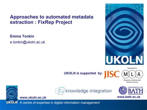 Approaches To Automated Metadata Extraction Fixrep Project Ppt
