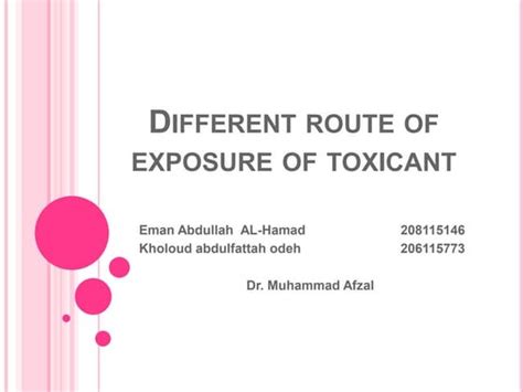 Exposure Of Toxicants Ppt