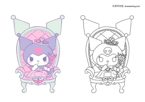 마이멜로디 색칠 쿠로미 색칠공부 도안 드로우 쏘잉