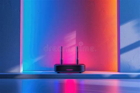 Router On Blue Background Internet Router Color Background Product Presentation Stock