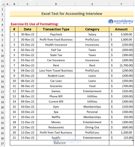 excel test for an accounting interview 11 exercises exceldemy