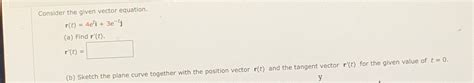 solved consider the given vector equation r t 4eti 3e tj a