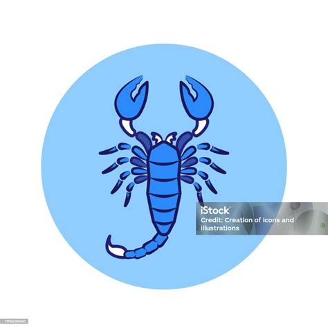 전갈 자리 색상 선 아이콘입니다 조디악 기호입니다 점성술과 별자리 예측과 인간의 성격 요소 물 통치자 명왕성 Ui Ux Gui