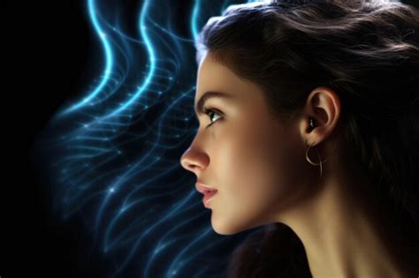 Premium Ai Image Young Womans Hearing Test With Sound Wave Simulation