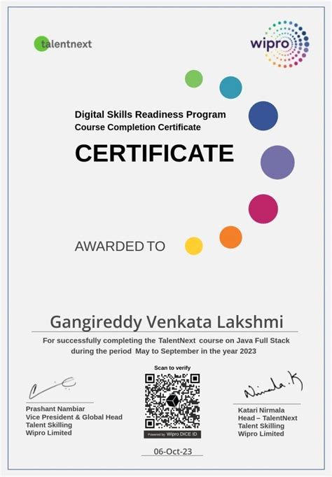 Venkata Lakshmi Gangireddy On Linkedin Javafullstack Talentnextwipro