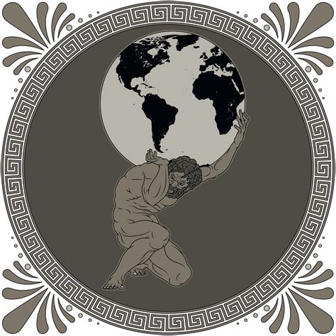 Vector Design Of Titan Atlas Holding Planet Earth Ancient Greece