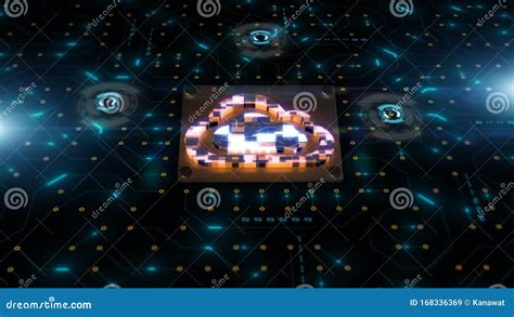 Secure Data Network Digital Cloud Computing With Circuit Board Data Transfer Cyber Security