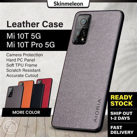 Skinmeleon Xiaomi Casing Mi 10t Pro Case 5g Casing Mi 10t Case 5g Fabric Textile Pattern Pu