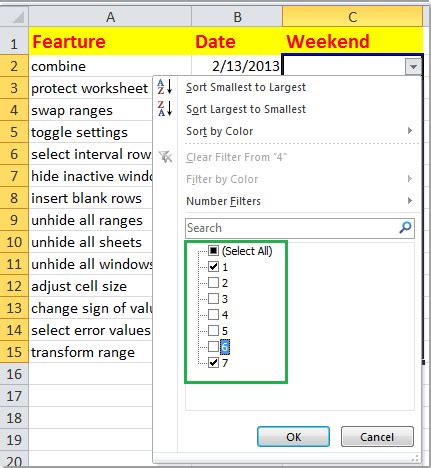 How To Filter Weekdays And Weekend Days In Excel