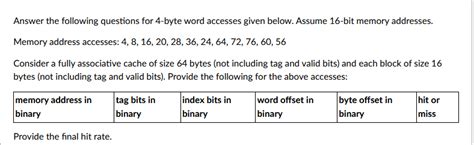 Solved Answer The Following Questions For 4 Byte Word