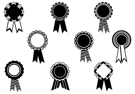 Black And White Award Ribbon Vector Pack 54530 Vector Art At Vecteezy