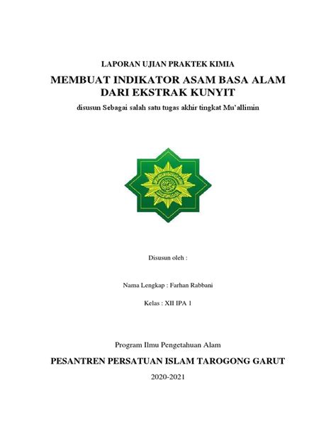 Laporan Ujian Praktek Kimia Farhan Rabbani Xii Ipa 1 Pdf