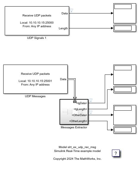 apply udp receive block with messages from multiple ip senders matlab and simulink