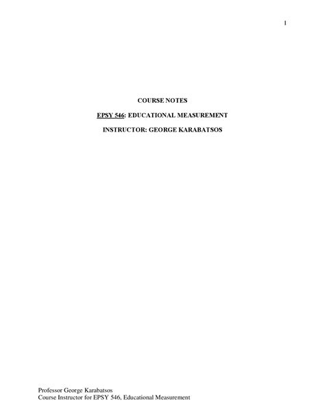 Educational Measurement Notes Epsy 546 Docsity