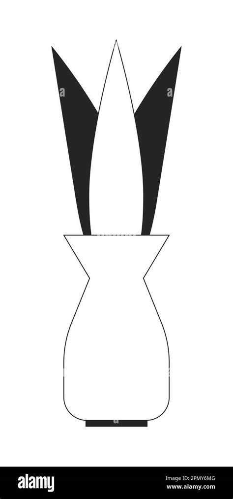 Vase With Indoor Houseplant Flat Line Black White Vector Object Stock Vector Image And Art Alamy