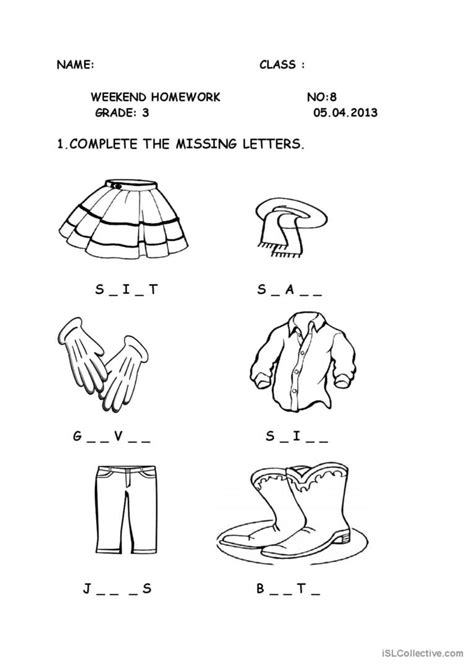 Clothes English Esl Worksheets Pdf And Doc