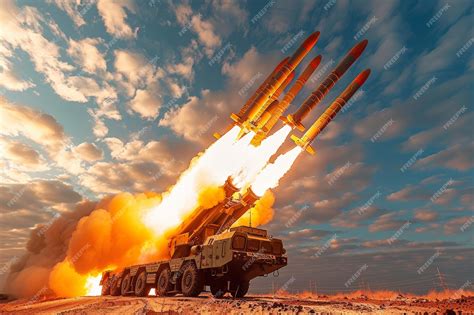 Launching Guided Missiles From Rocket Launcher Tactical Military
