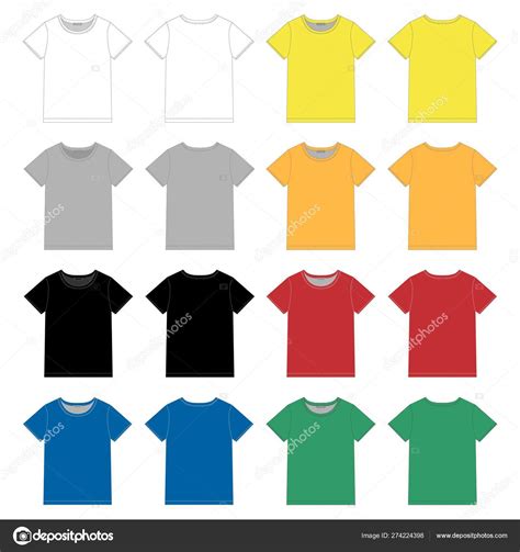 一套中性黑色t恤设计模板。正面和背面图库矢量图作者：© Yellowsdesign 274224398