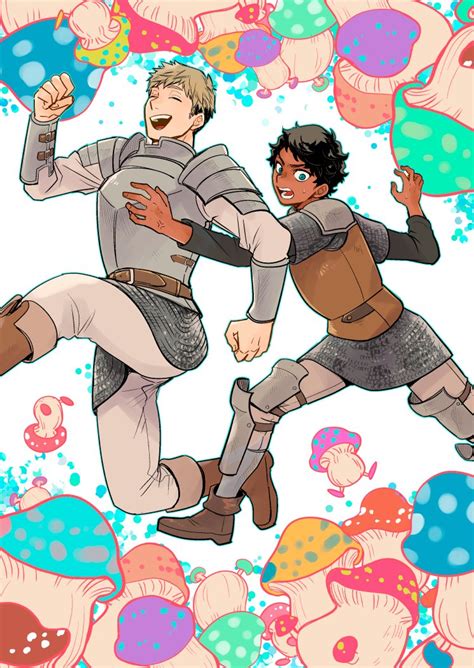 Laios Touden Kabru And Walking Mushroom Dungeon Meshi Drawn By Sobayu Chizuwa Danbooru
