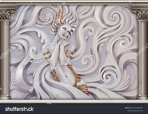 3d Wallpaper Beautiful Nude Woman Sculpture Stock Illustration