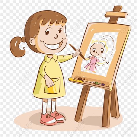 Девочка рисует картину на английском