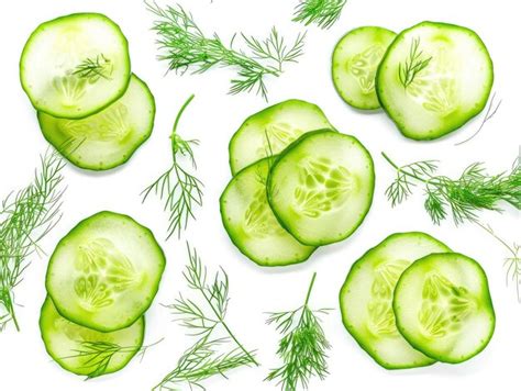 Cucumber Dill Circle Clean Closeup Chopped Cucumber Slices With Fresh