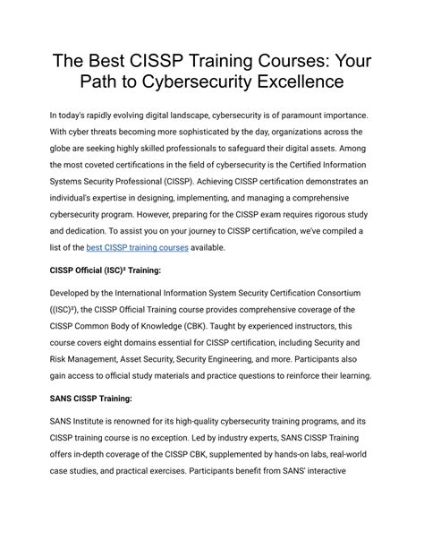 Ppt The Best Cissp Training Courses Your Path To Cybersecurity Ppt The Best Cissp Training Courses Your Path To Cybersecurity