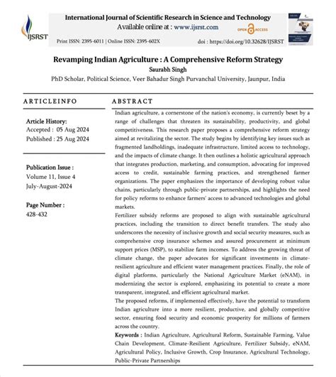Agricultureresearch Sustainability Indianagriculture Policyreform Innovation Saurabh