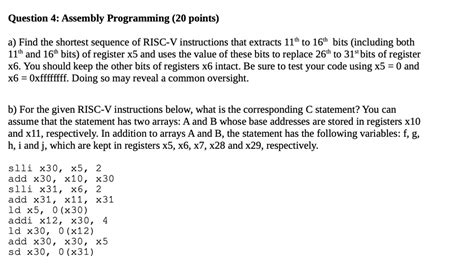 solved question 4 assembly programming 20 points a find the