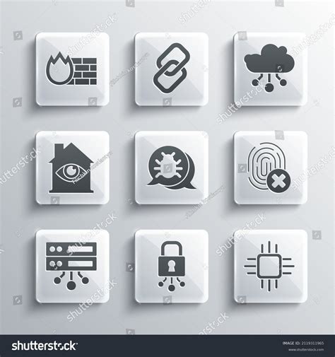 Set Cyber Security Processor Microcircuits Cpu Stock Vector Royalty