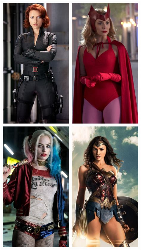 Scarlett Johansson Elizabeth Olsen Team Marvel Vs Team Dc Margot Robbie Gal Gadot R