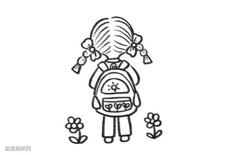 小女孩的背影简笔画 小女孩的背影简笔画全身 画趣文库（我爱生活）