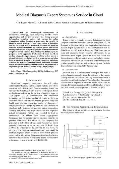 [pdf] Medical Diagnosis Expert System As Service In Cloud