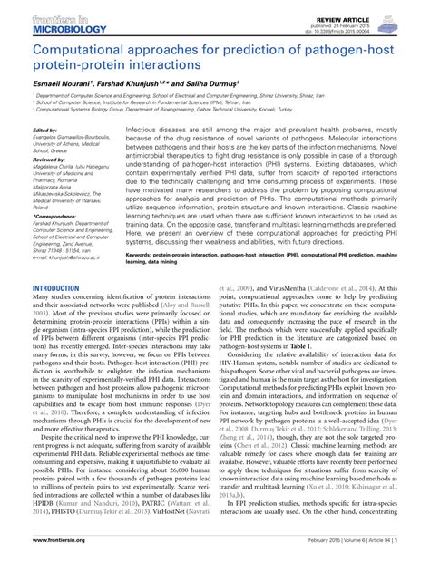 Pdf Computational Approaches For Prediction Of Pathogen Host Protein
