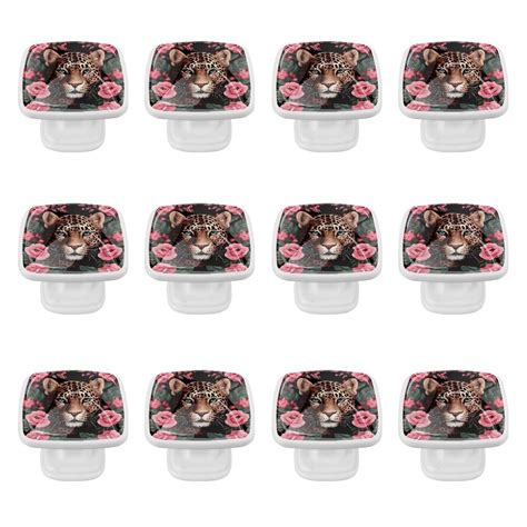12 Pcs Modern Cabinet Knobs Bathroom Drawer Handles Rose Leopard Handle Knobs Dresser Knobs