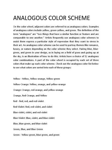 Analogous Color Scheme Pdf