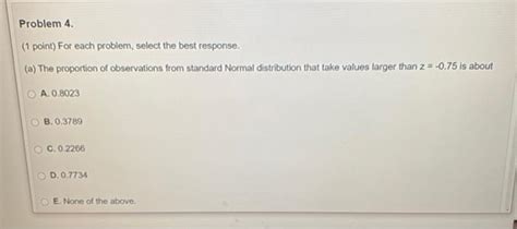 Solved Problem 4 1 Point For Each Problem Select The Chegg Com