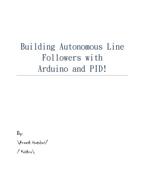 building autonomous line followers using arduino and pid pdf