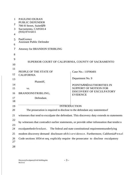 Motion For Discovery Of Exculpatory Evidence Forensics Attorney Docs