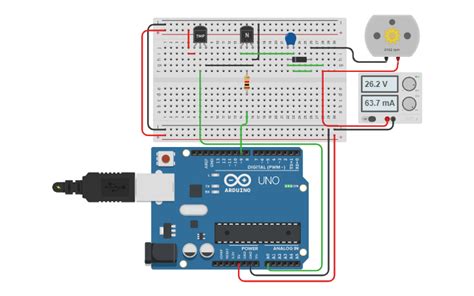 Circuit Design Temperature Controlled Fan Tinkercad