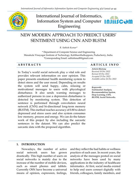 Pdf New Modern Approach To Predict Users Sentiment Using Cnn And Blstm
