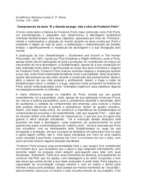 Frederick Perls Pdf Terapia Gestalt Psicologia