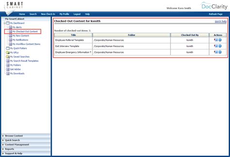 My Checked Out Content Smartcabinet Support