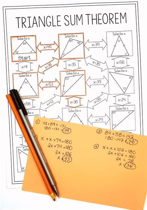angle sum theorem worksheet printable word searches