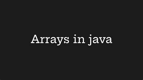 Arrays In Java Quick Java Tutorial Youtube