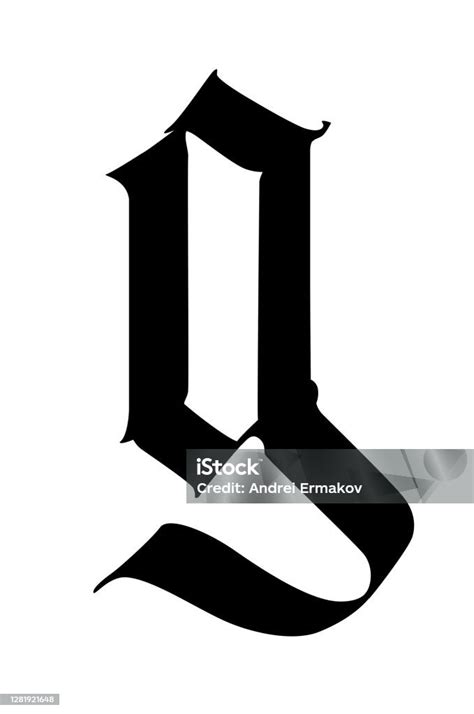 Letter G In De Gotische Stijl Vector Alfabet Het Symbool Wordt Geïsoleerd Op Een Witte